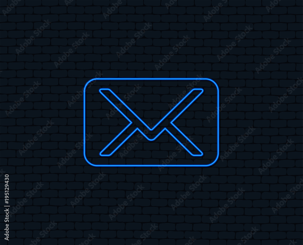 Neon light. Mail icon. Envelope symbol. Message sign. Mail navigation ...