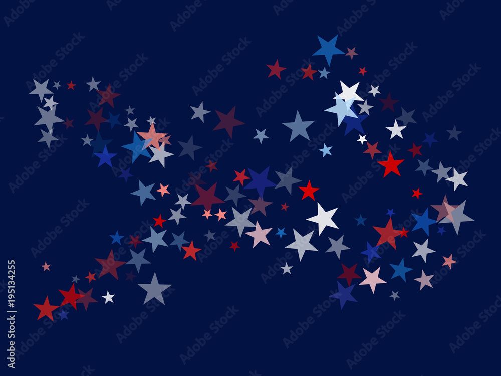 American Patriotic Deign, Vector Blue, Red, White Stars Confetti. Labor ...