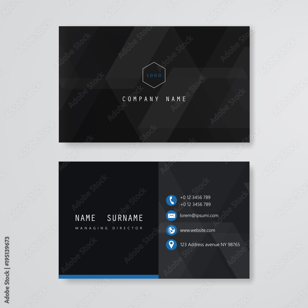Black Business Card Geometry Background Design Template Vector Stock black-business-card-geometry-background-design-template-vector-stock