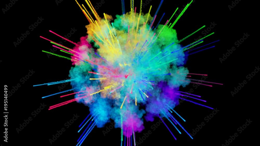 Video Stock explosion of powder isolated on black background. 3d ...