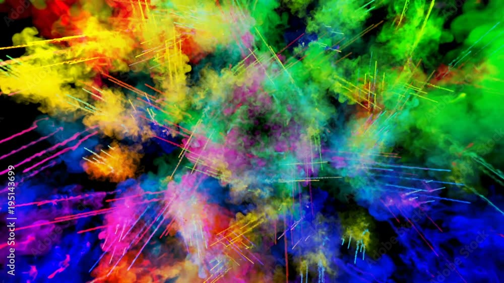 explosion of powder isolated on black background. 3d animation of ...