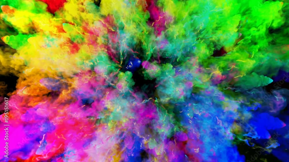 explosion of powder isolated on black background. 3d animation of ...