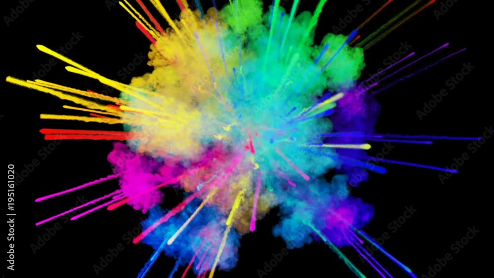 explosion of powder isolated on black background. 3d animation of ...