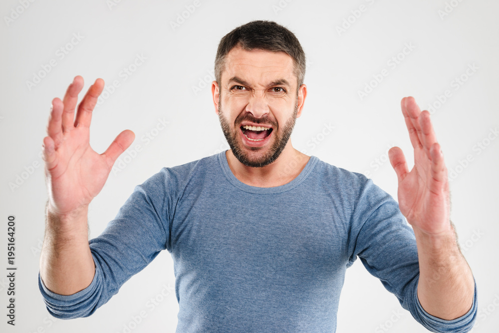 Angry Man Screaming Standing