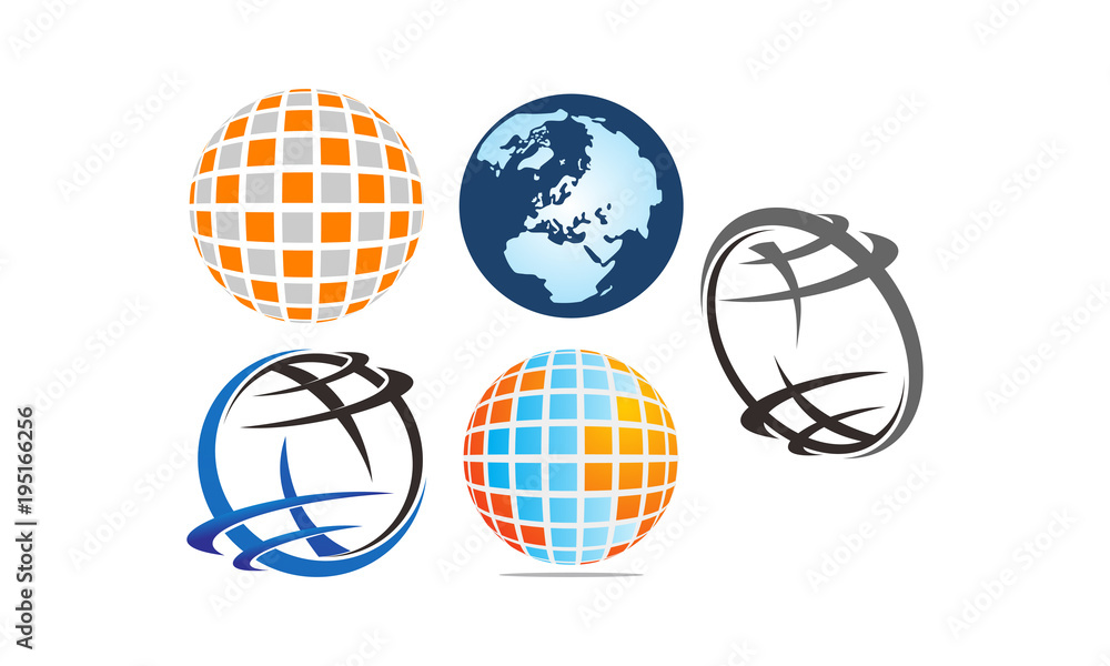 World Logo Template Set Stock Vector | Adobe Stock