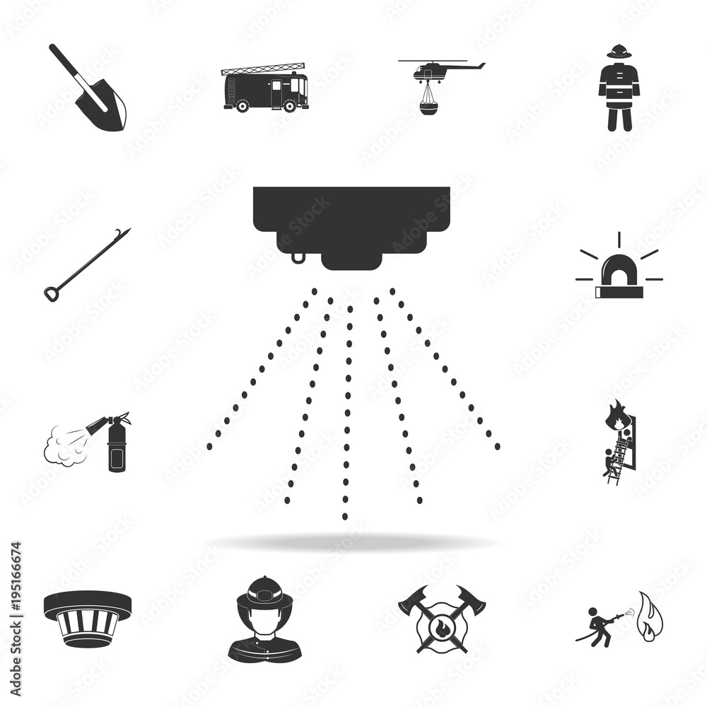 Smoke detector icon. Detailed set icons of firefighter element icons ...