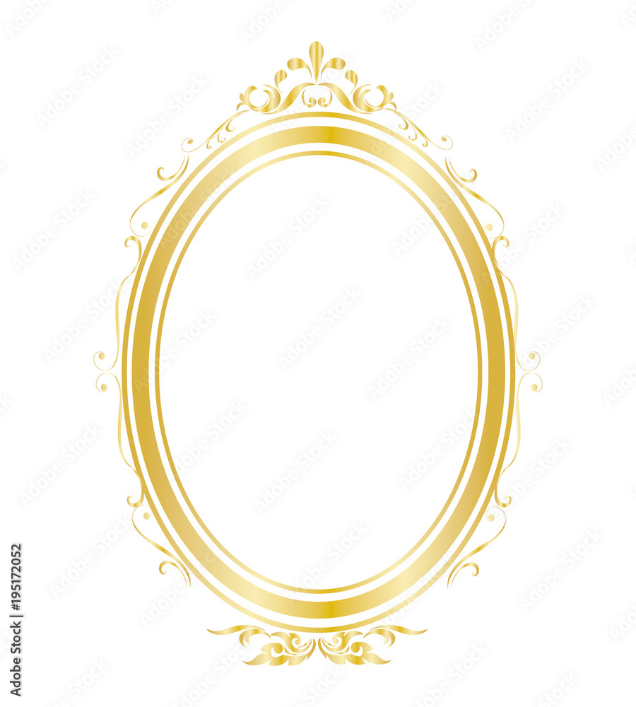 Gold Oval Frame Vector