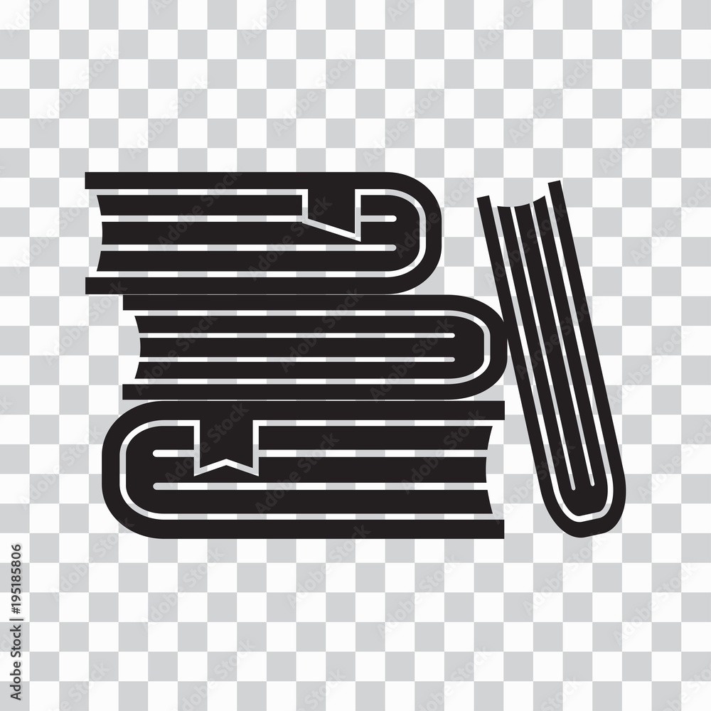 Black book icon on transparent background. Vector illustration Stock ...