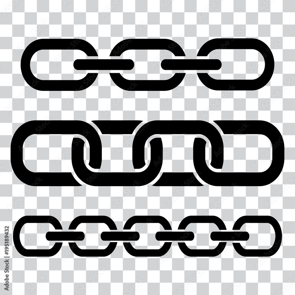 Set of black chains on transparent background. Vector illustration ...