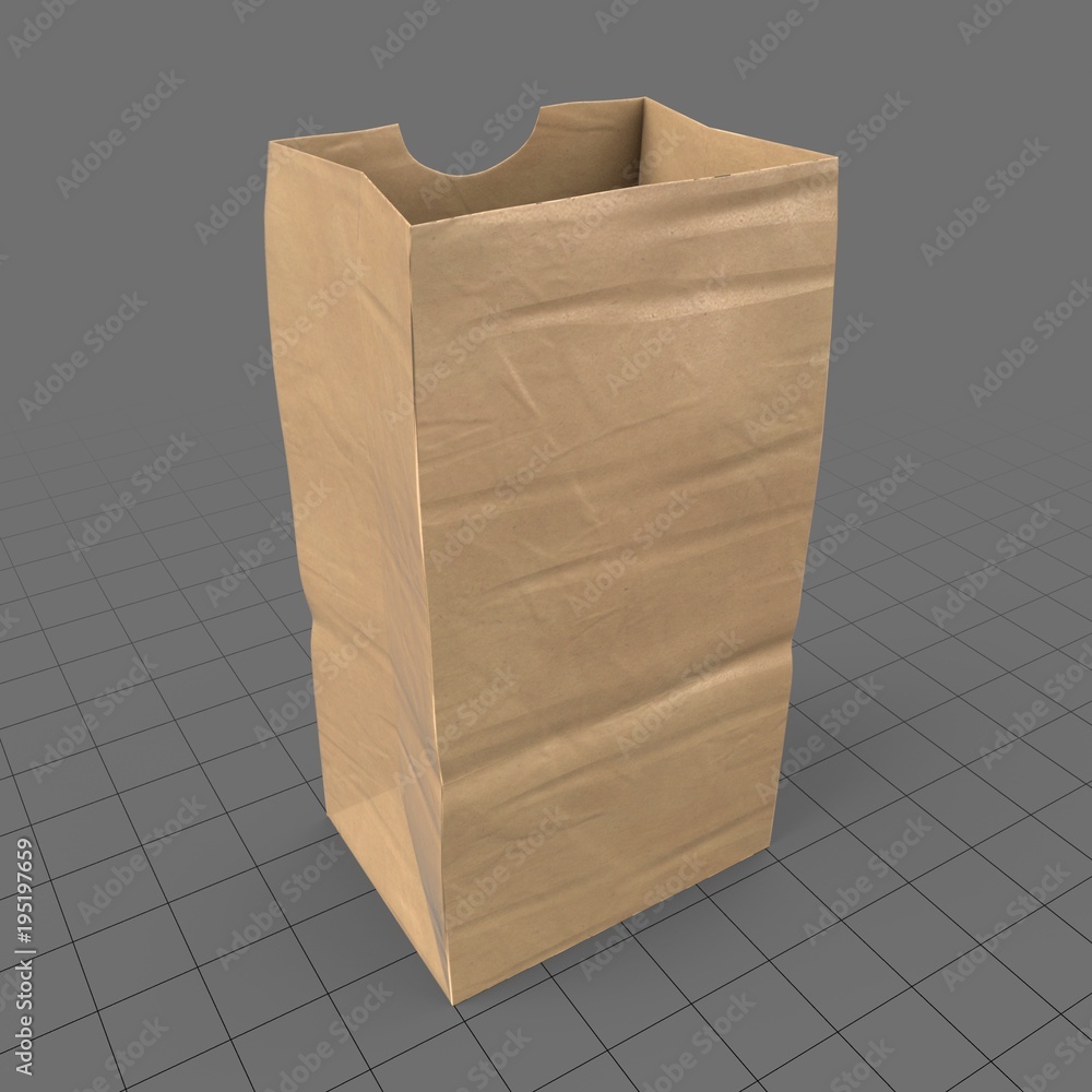 Open paper grocery bag (small) Stock 3D アセット | Adobe Stock
