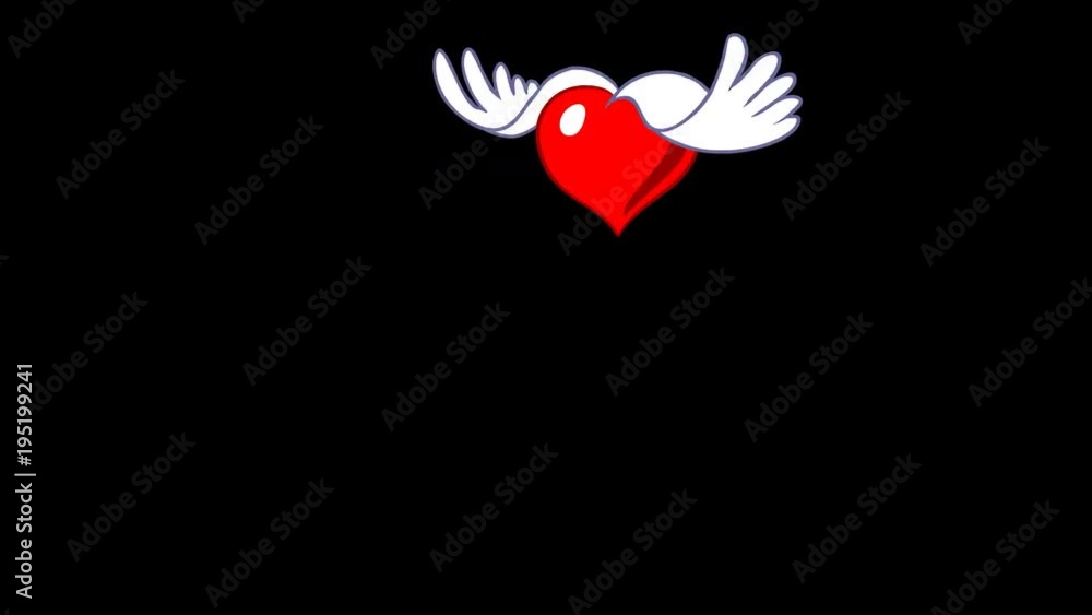 Heart flying animation. Hand drawn animated heart flaps its wings and ...