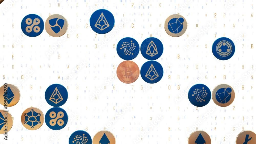 Vidéo Stock Blockchain technology with cyber bitcoin and altcoin ...