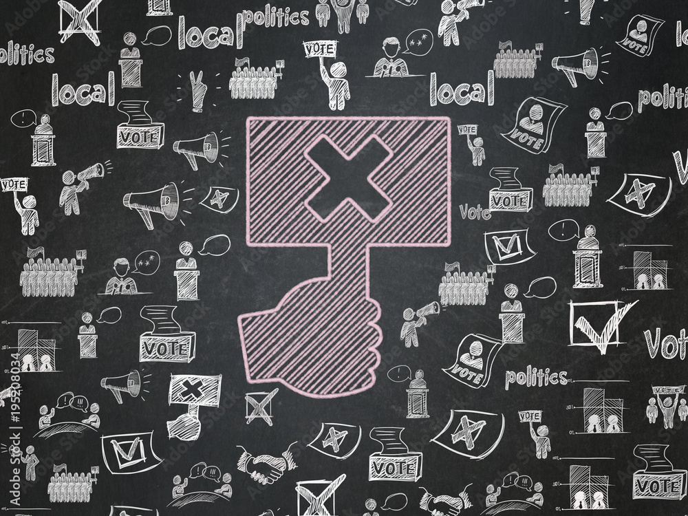 Politics concept: Chalk Pink Protest icon on School board background ...