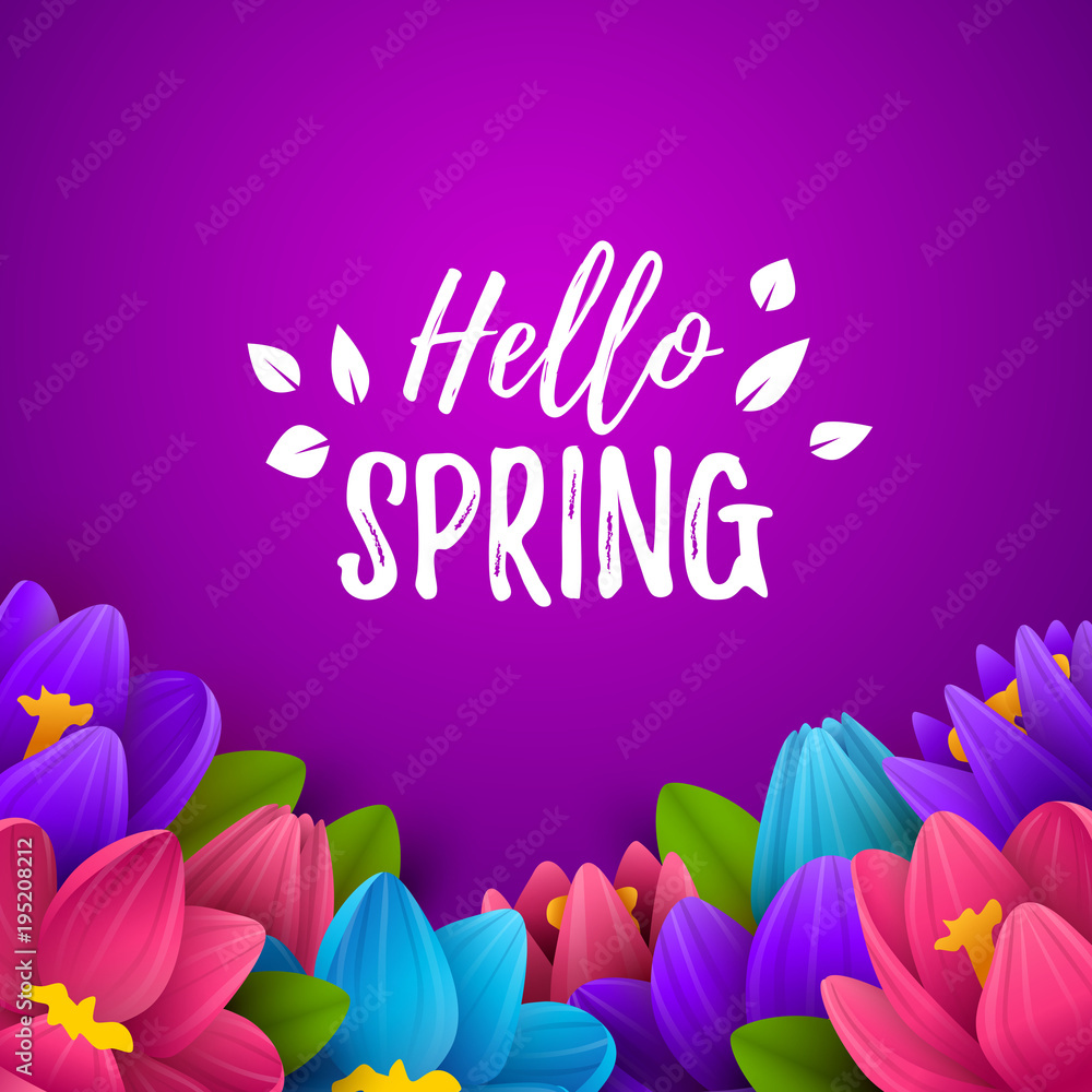 Colorful spring background with beautiful flowers. Vector illustration ...