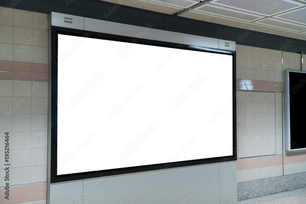 empty LED promotion banner display on the wall indoor,advertising ...