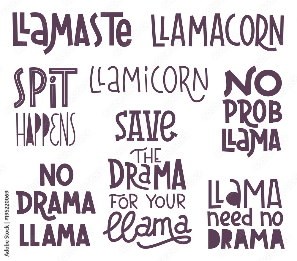 Lama lettering set Stock Vector | Adobe Stock