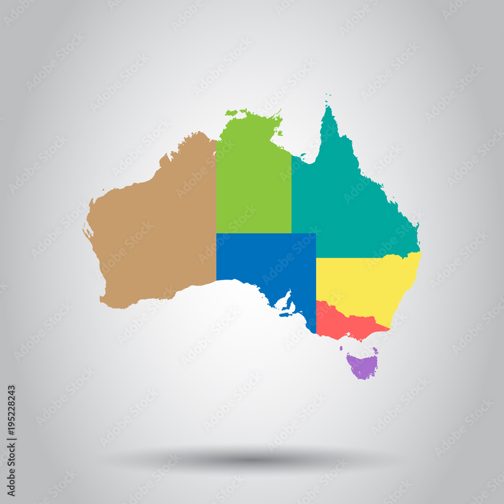 Australia color map with regions icon. Business cartography concept ...