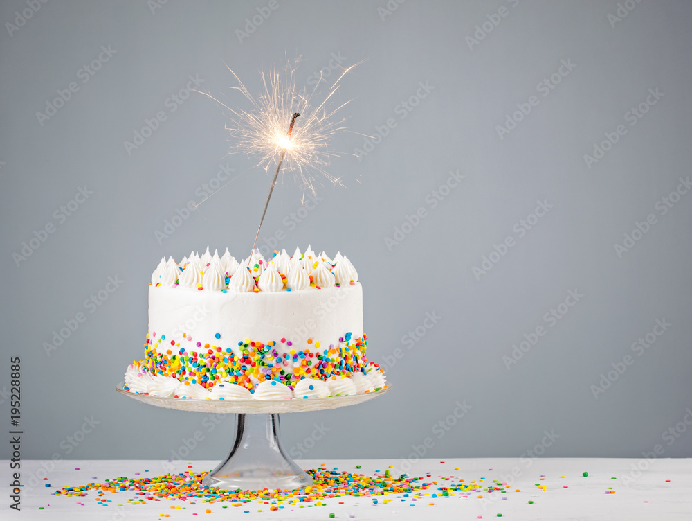 Birthday Cake with Sprinkles Stock Photo | Adobe Stock