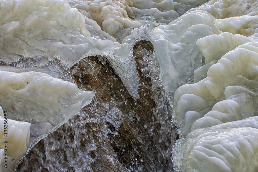 Magic isc sculptures at the beach , on a frosty winter day. - Frozen ...