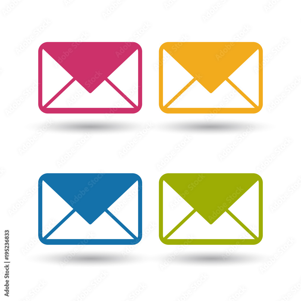 Briefumschlag Symbole - Farbige Vektor Illustration - Freigestellt auf ...