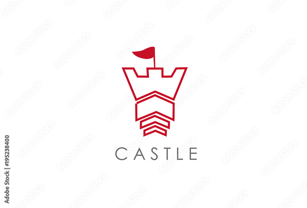 Red Castle logo Design Stock Vector | Adobe Stock