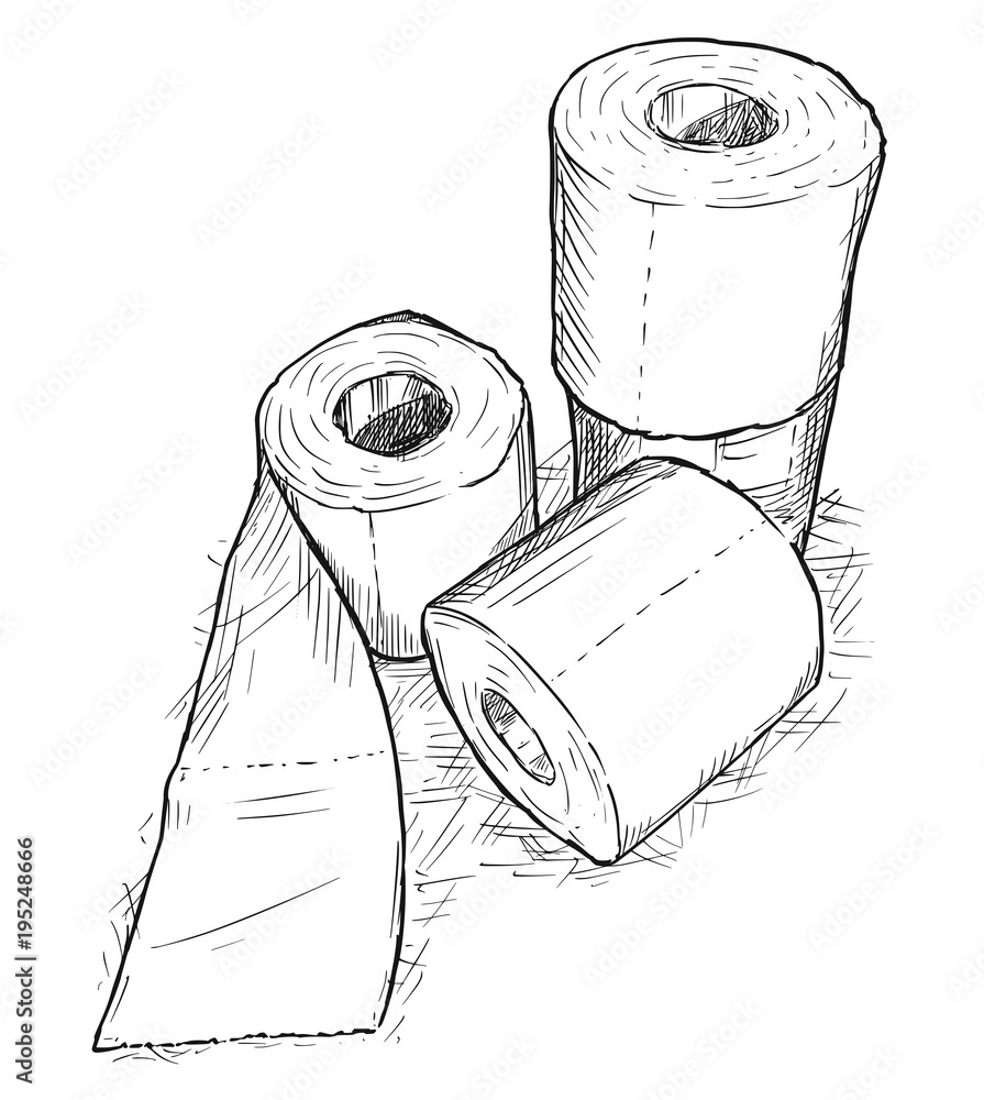 Vector artistic pen and ink hand drawing illustration of rolls of ...