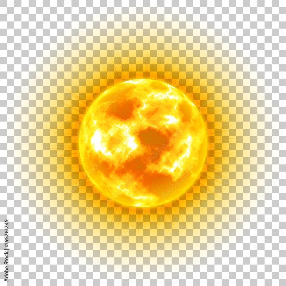 Sun, transparent background, heavenly body, cartoon, realistic. Star in ...