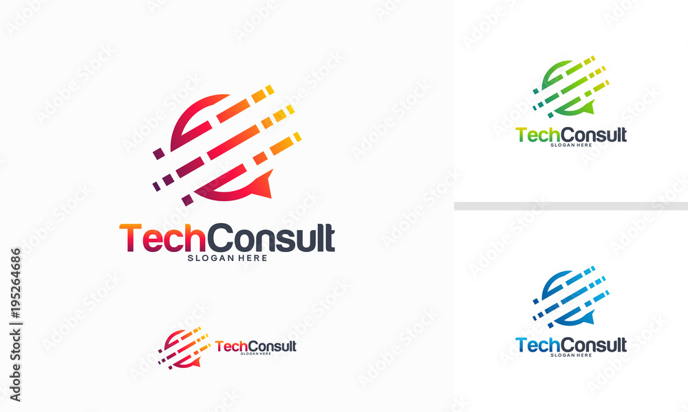 Discussion Tech Logo template designs vector illustration, Technology ...