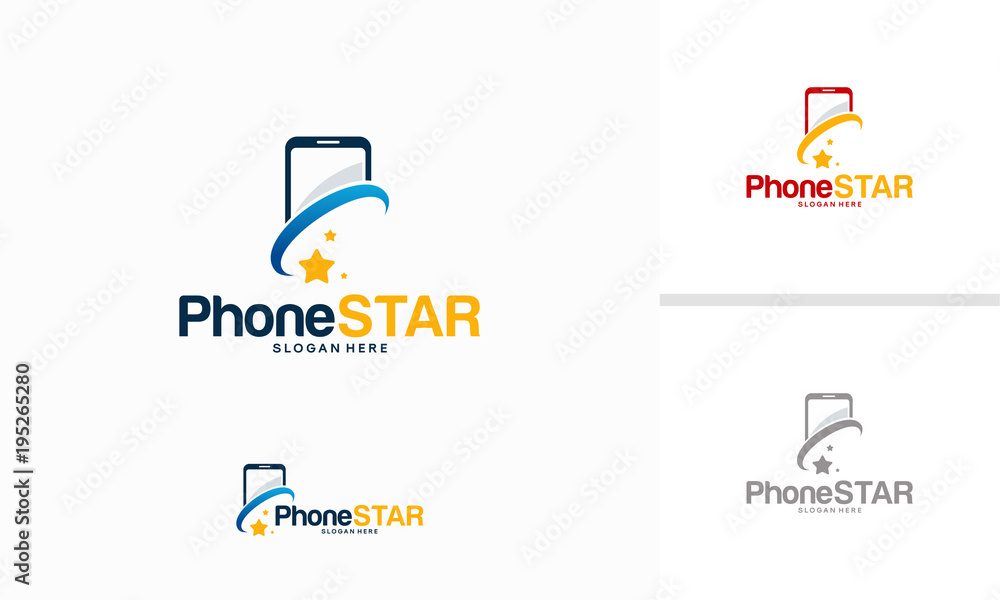 Phone Star logo designs concept vector, Bright Phone logo template ...