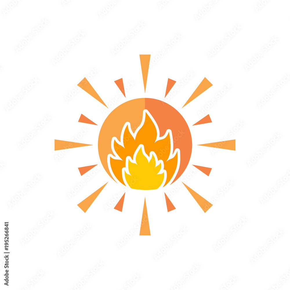 Fire Sun Logo Icon Design Stock Vector | Adobe Stock