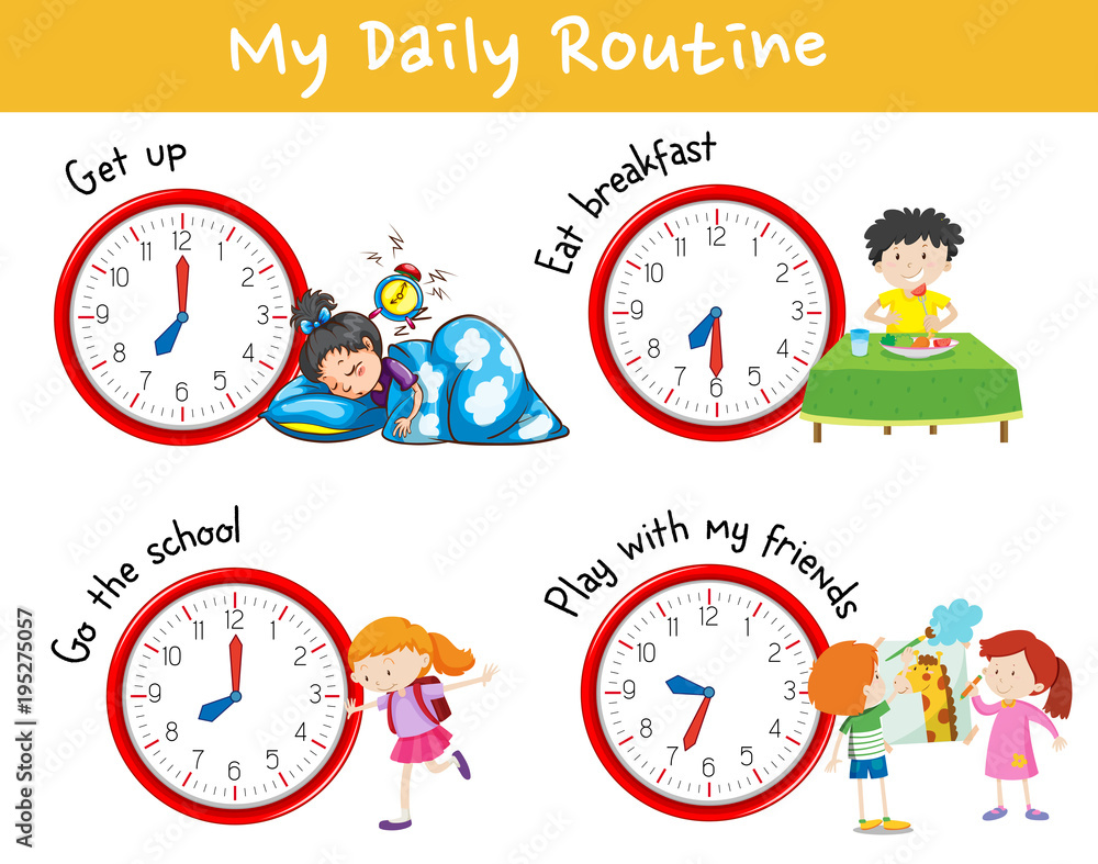 Activity chart showing different daily routine of kids Stock Vector ...