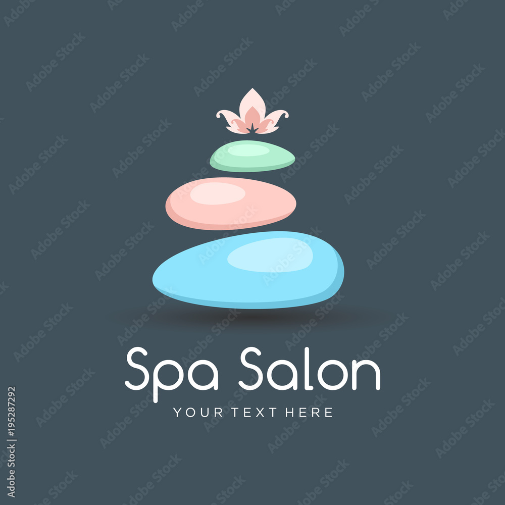 Spa color logo with spa the balancing stones and lotus flower - a ...