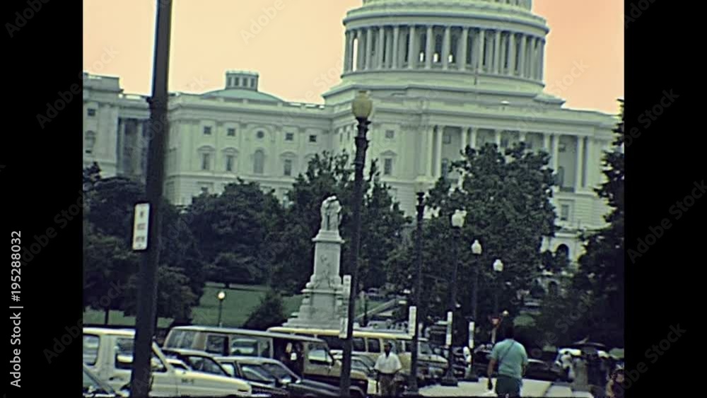 1980s old Capitol building on Capitol Hill in Washington DC skyline ...