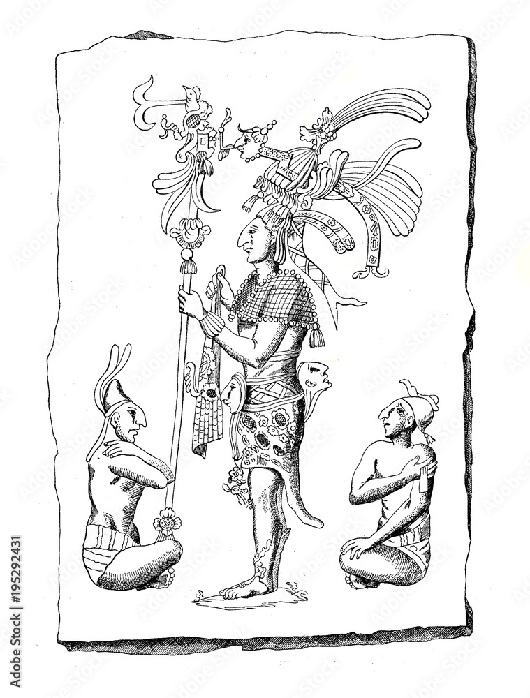 Aztec drawing with folk types and characters from the time of Alexander ...