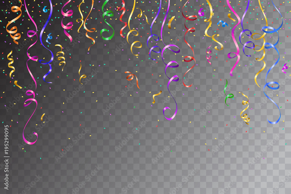 Festive design. Border of colorful bright confetti isolated on ...