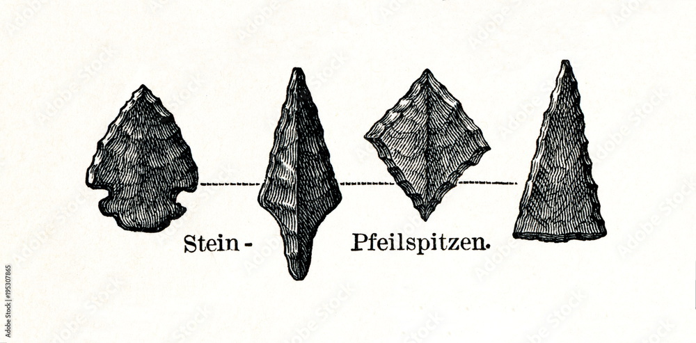Photo & Art Print Stone arrowheads from prehistoric stilt-house ...