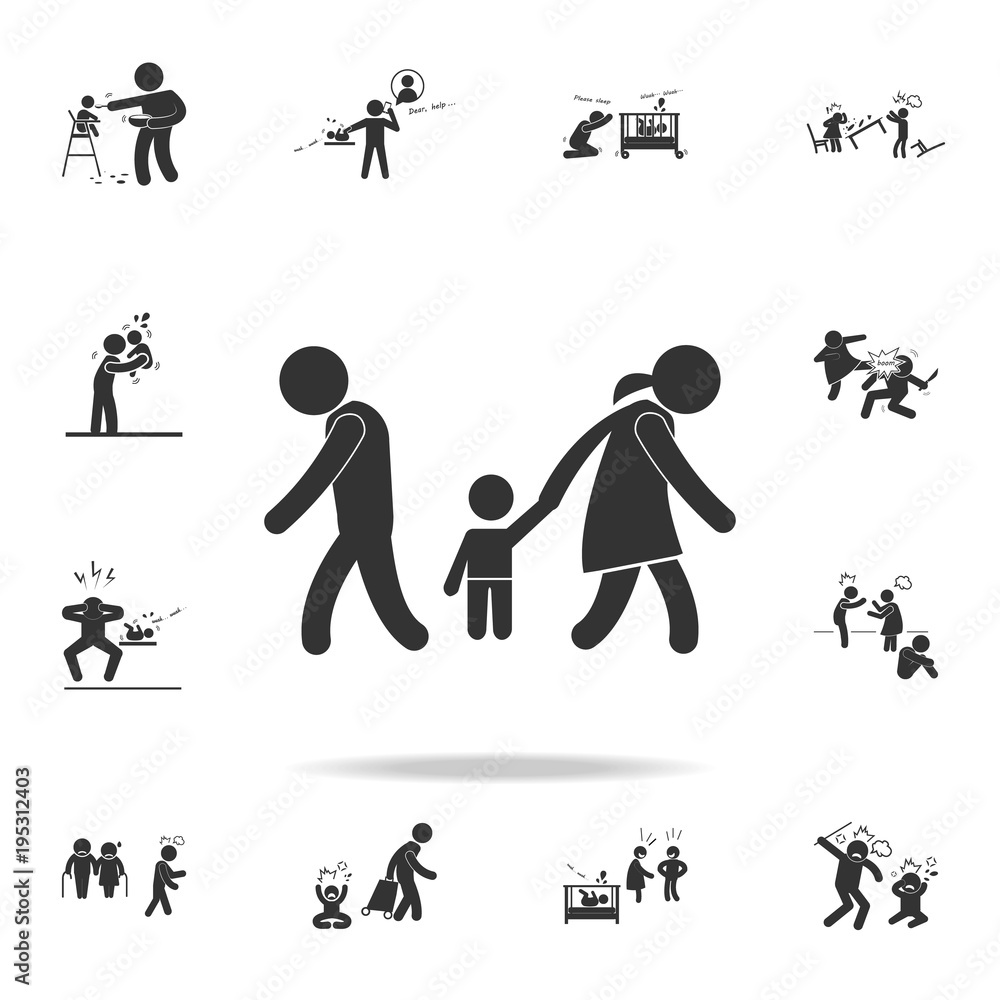 child's removal from parents icon. Detailed set of illustration bad ...