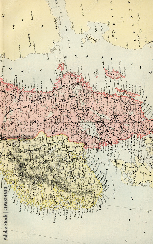 Vintage Map of Sweden and Norway - Early 1800 World Maps Stock ...