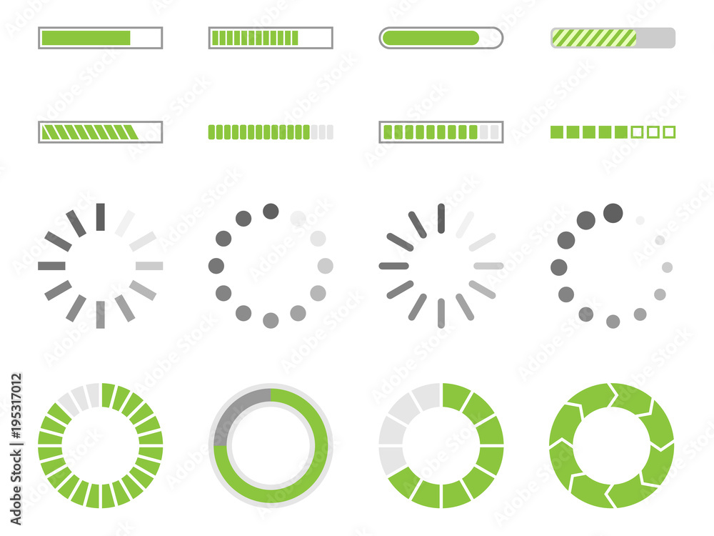 loading signs, load indicator icons, preload symbol set Stock Vector ...