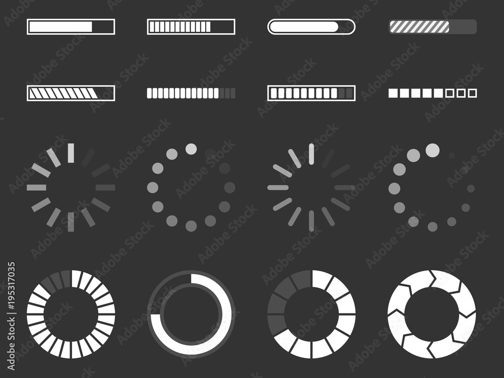 Photo & Art Print loading icons, load indicator sign, waiting symbols ...