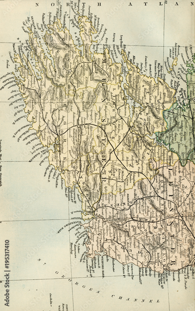 Antique Map of Ireland - Early 1800 Vintage Maps of the World Stock ...