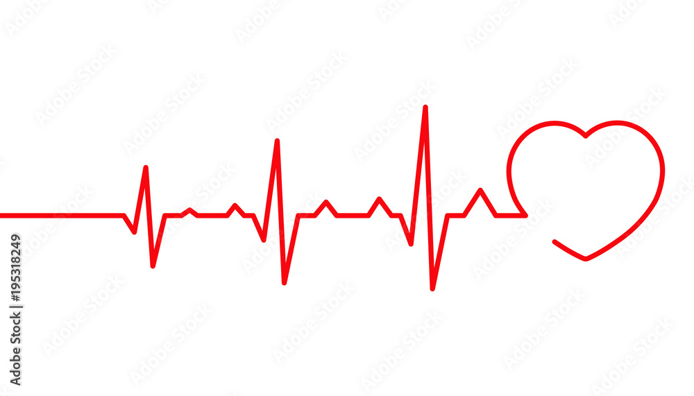 Heart pulse, Cardiogram line vector illustration, Heartbeat Stock ...