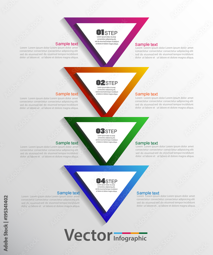 Infographic template of triangular elements. Business concept with 4 ...