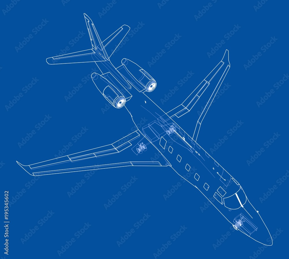 Airplane blueprint. Vector Stock Vector | Adobe Stock
