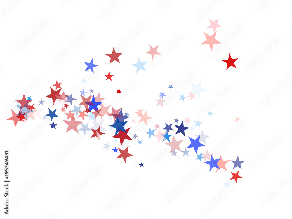 American Patriotic Deign, Vector Blue, Red, White Stars Confetti. Labor ...
