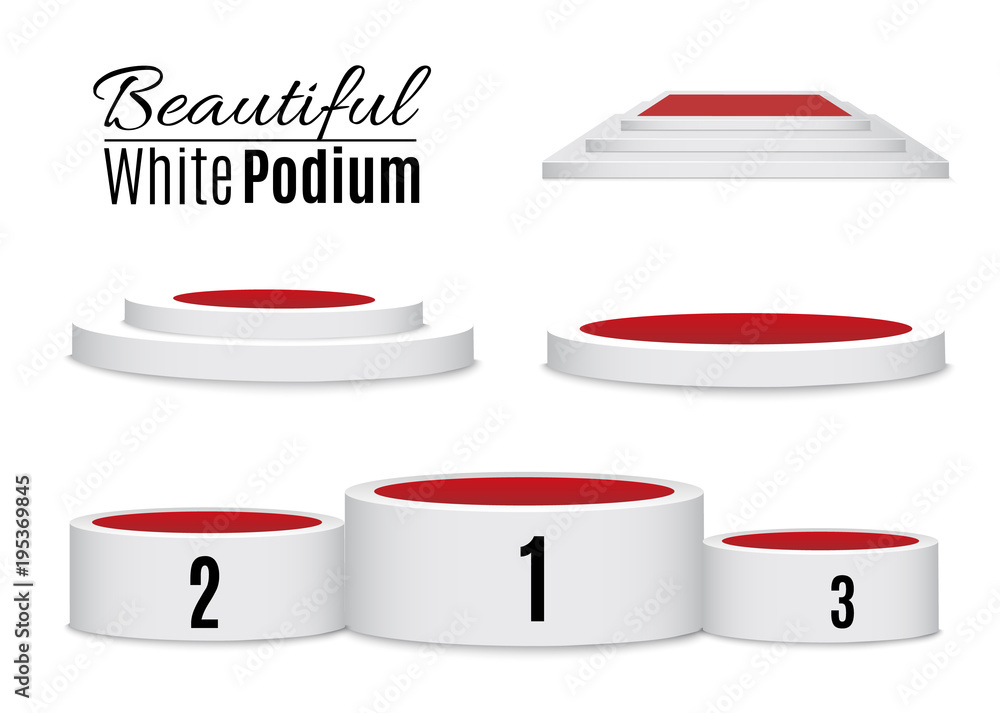 set three podiums. Three-stage, two-stage and one-stage podium on ...