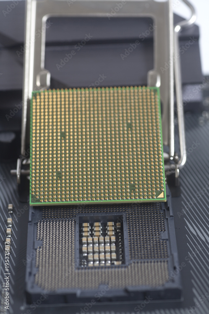 Intel LGA 1151 cpu socket on motherboard Computer PC with Proces Stock Photo | Adobe Stock