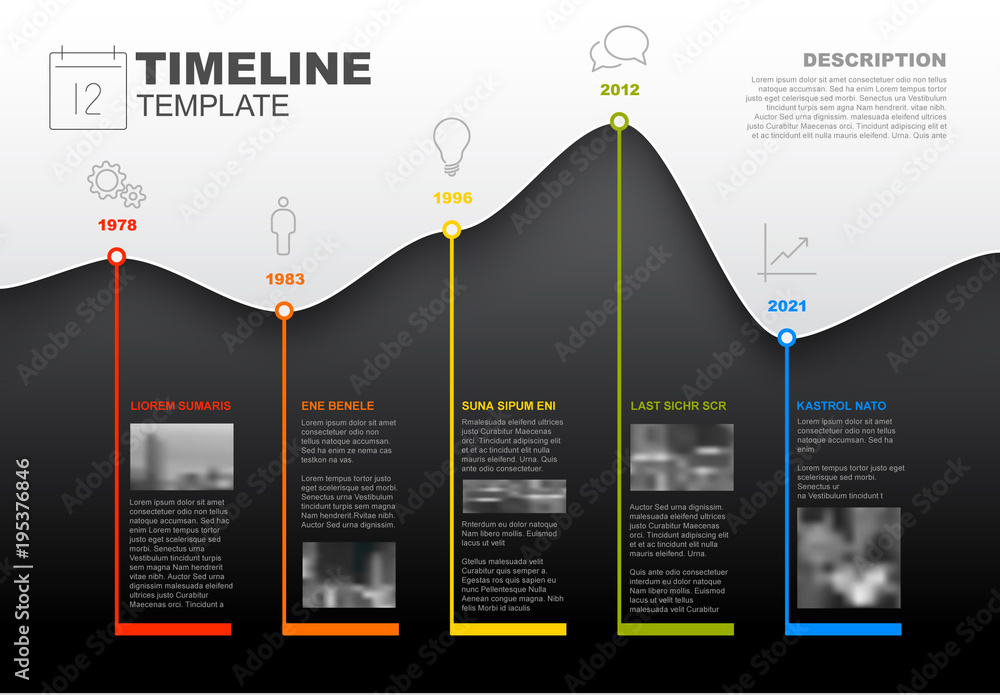 Wavy Line Timeline Infographic Layout Stock Template | Adobe Stock