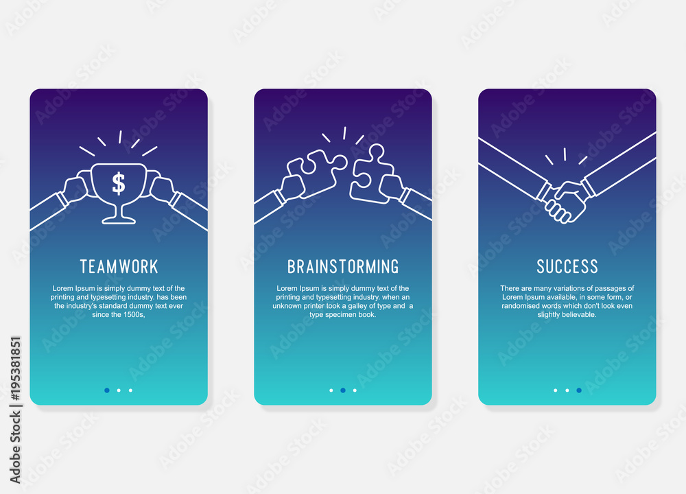 Onboarding screens design in business success concept. Modern Minimal ...