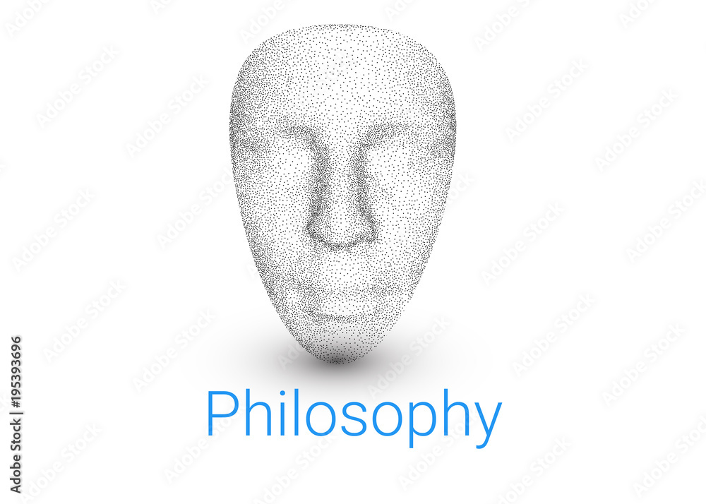 3D model of human face. A background for a textbook on philosophy, a ...